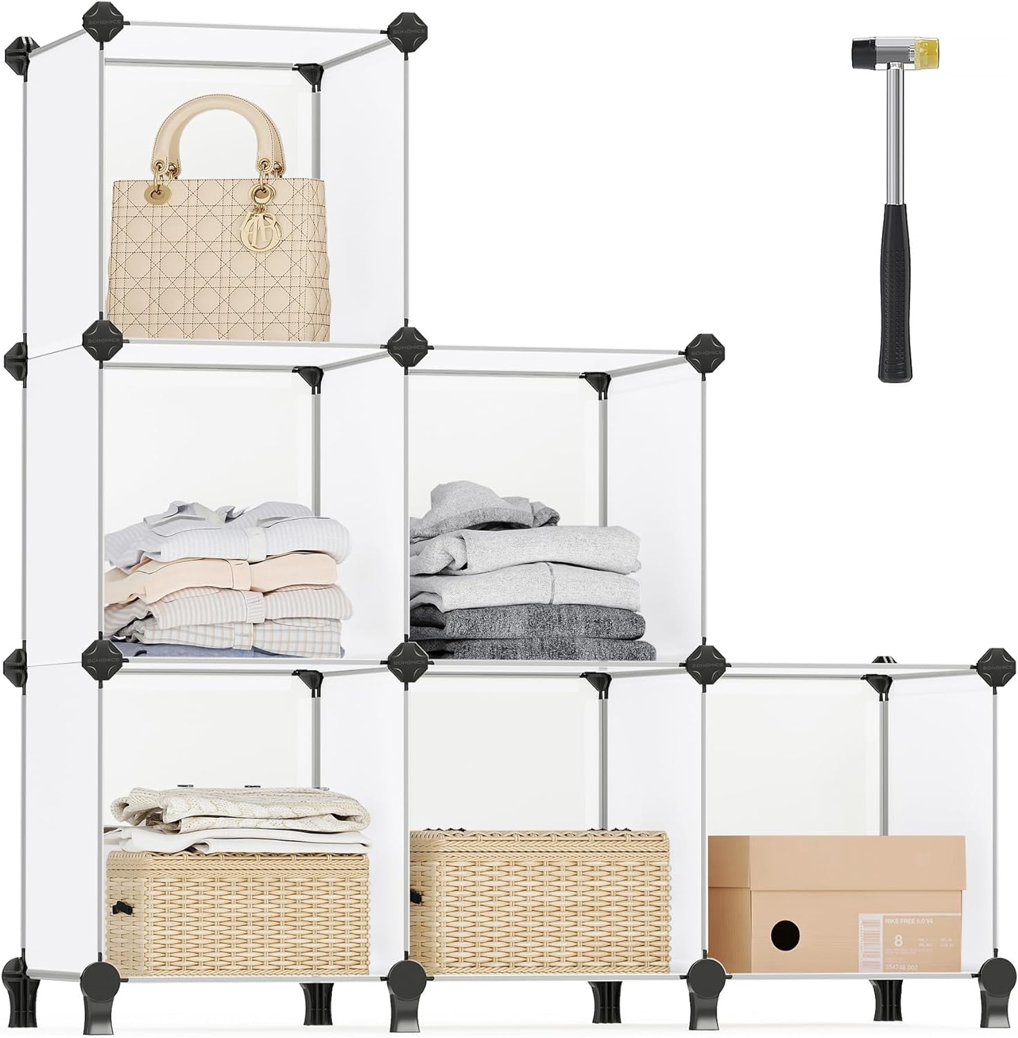 vftybngy HCOCM 6 Cube Storage Organizer DIY Closet Shelf Plastic ...