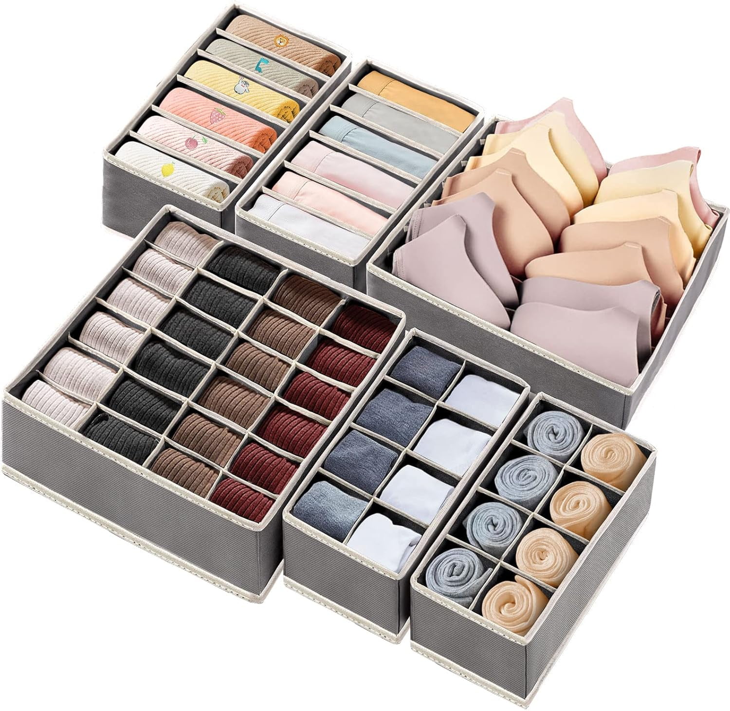 vftybngy HCOCM 6 Pack Drawer Underwear Organizer 59-Compartment ...