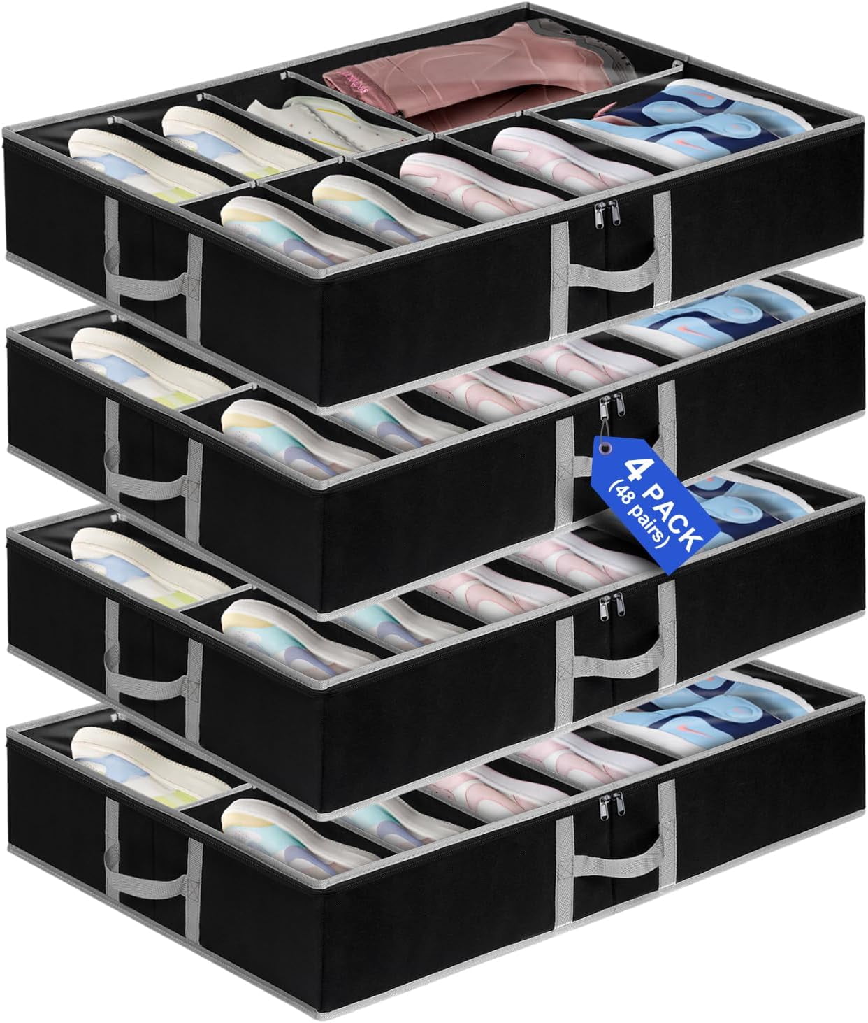 vftybngy HCOCM Under Bed Shoe Storage Organizer Adjustable Adhesive ...