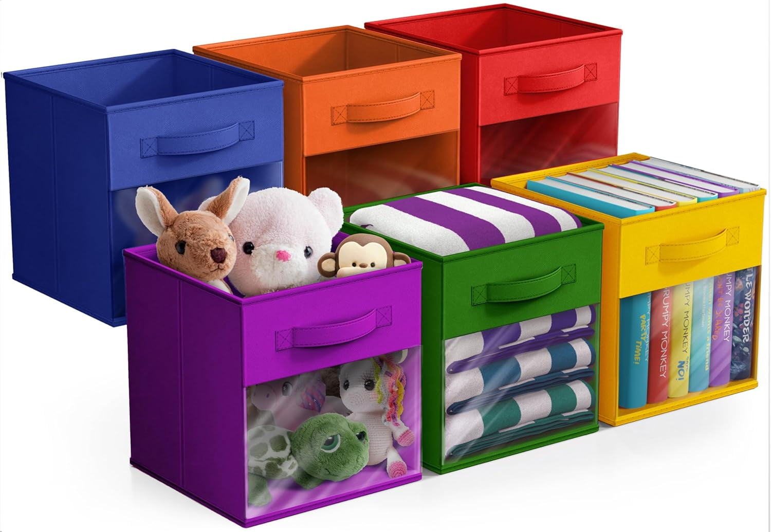 vftybngy HCOCM Fabric Storage Cubes - 6 Foldable Storage Bins for ...