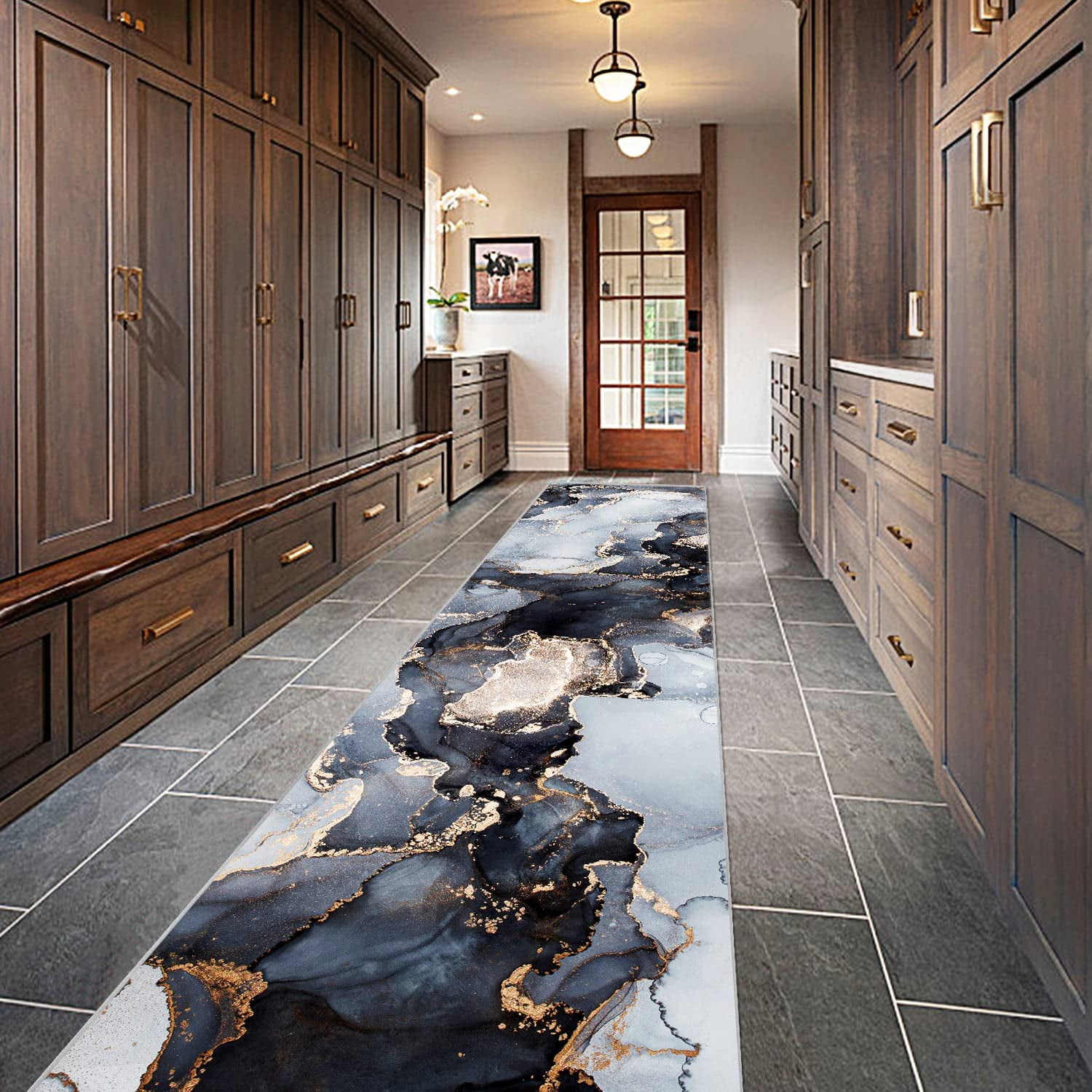 vftybngy Hallway Runner Rug Luxury Modern Abstract Marble Texture ...