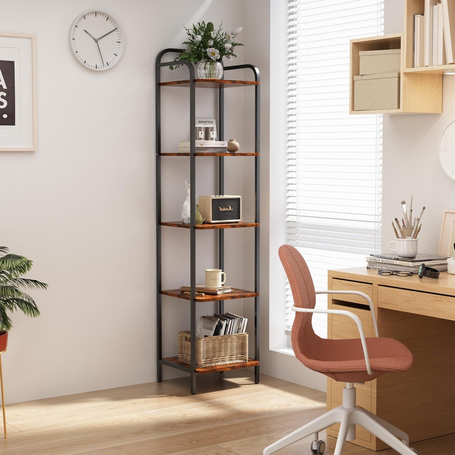 vftybngy JKLCH LTKIF 5 Tier Bookshelf Bookcase with 5 Shelves Storage ...