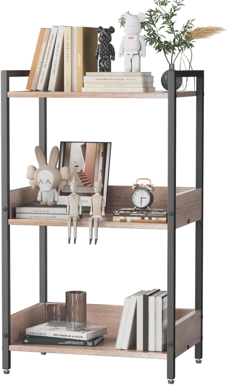 vftybngy JKLCH LTKIF Bookshelf Bookcase with Storage Cabinet 3-Tier ...