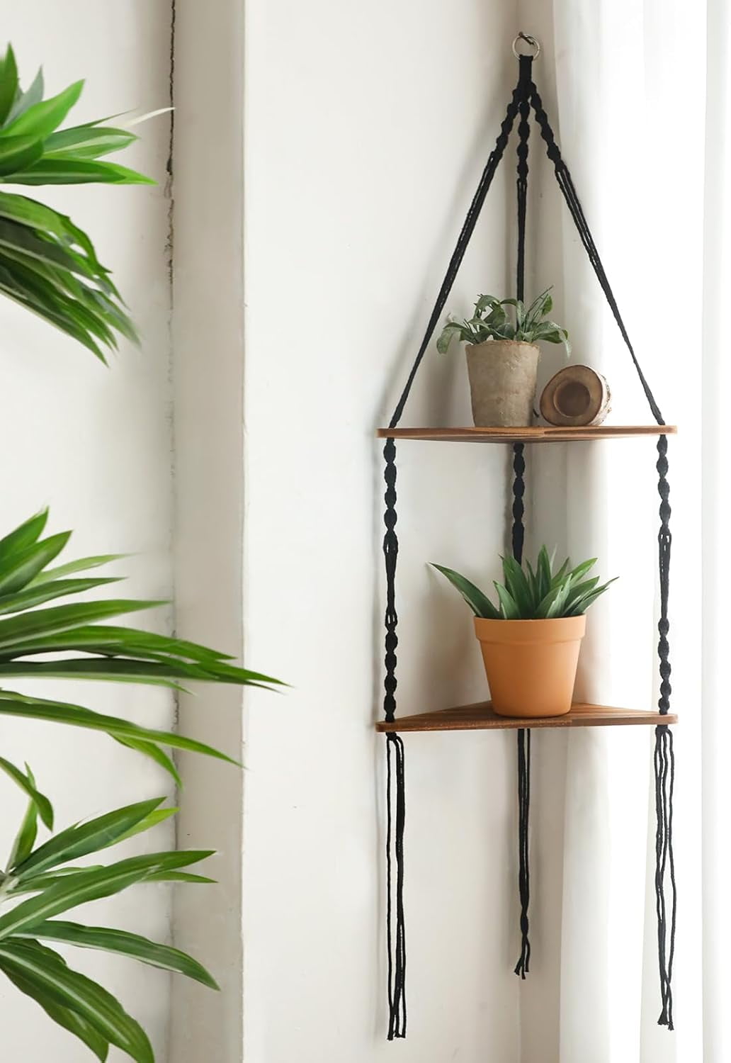 vftybngy JKLCH LTKIF Corner Shelf Wall Hanging - 2 Tier Wood Floating ...
