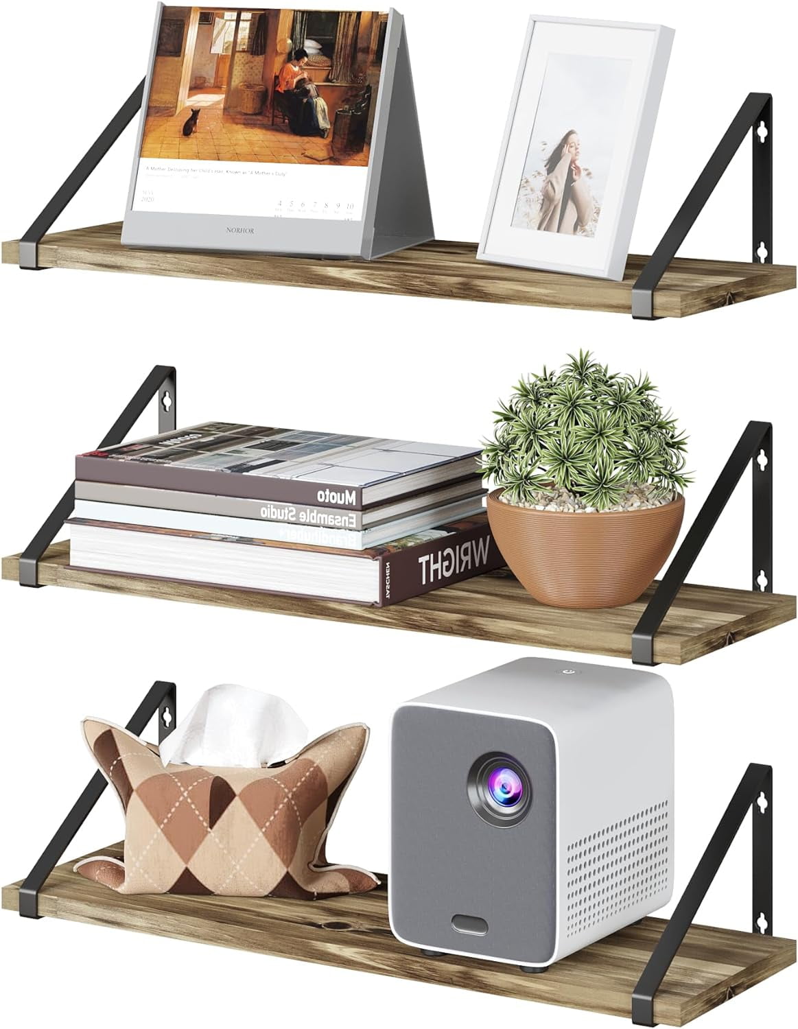 vftybngy JKLCH LTKIF Floating Shelves Rustic Wood Wall Shelf Small ...