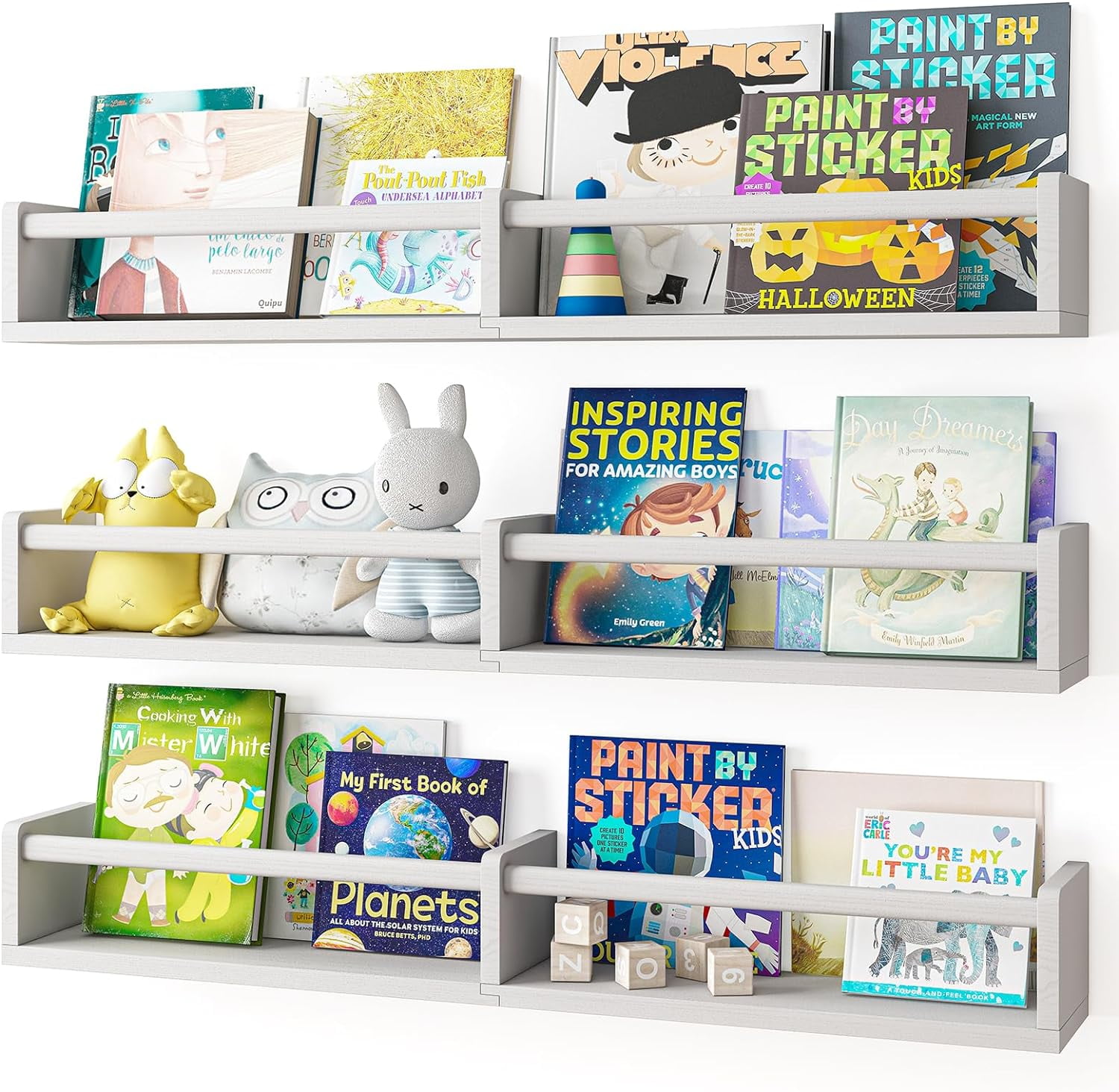 vftybngy JKLCH LTKIF Nursery Book Shelves 23.6 Inch Floating Bookshelf ...