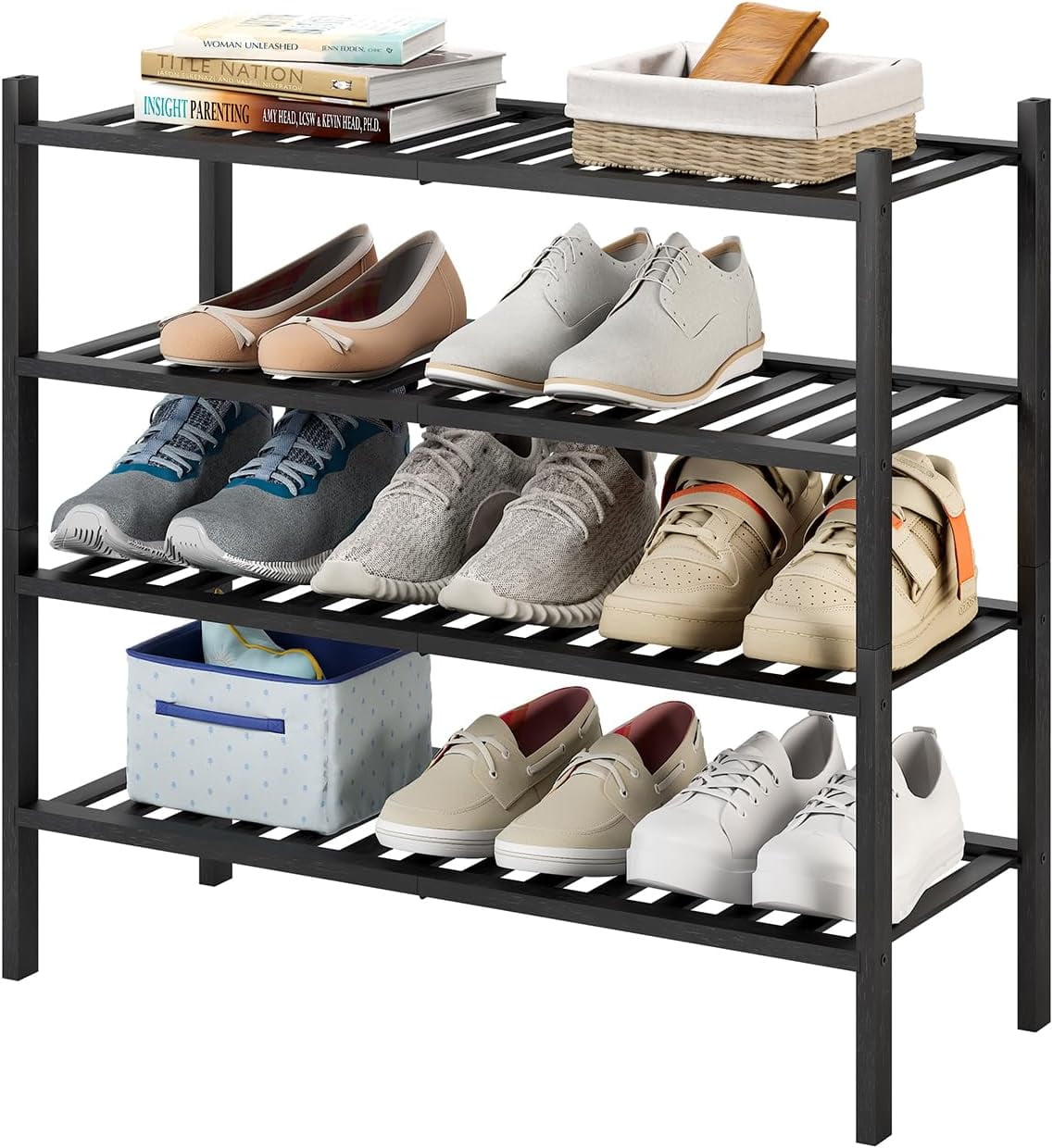 vftybngy JKLCH Shoe Rack 2-Tier Stackable Shoe Shelf Storage Organizer ...