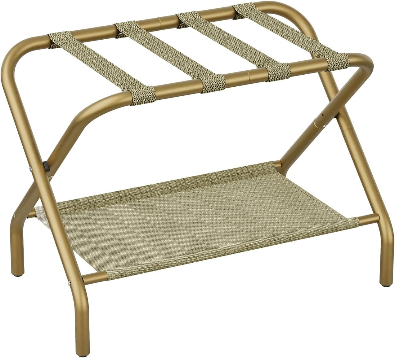 vftybngy Luxury Gold Luggage Racks with Fabric Shelves - Heavy Duty ...