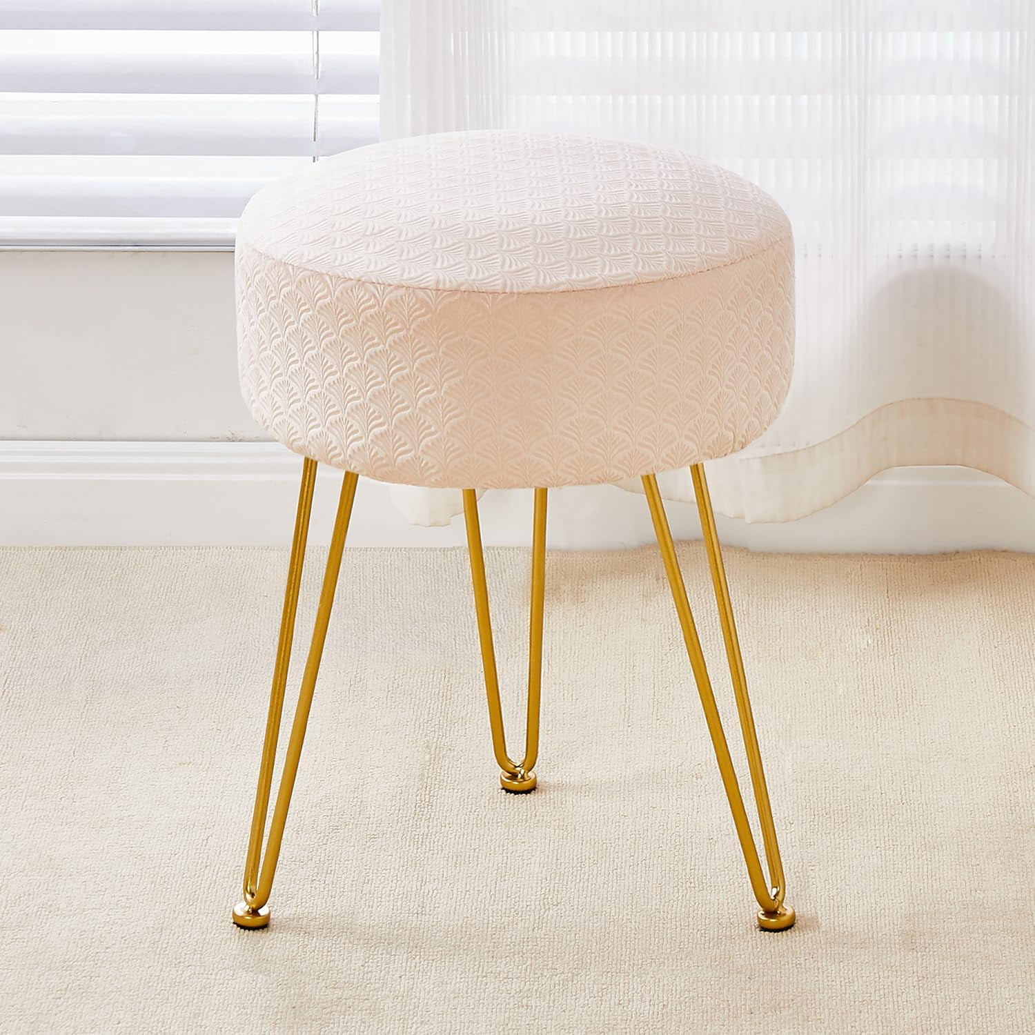 vftybngy Ottoman Footstools Round Velvet Footrest Stool with Storage ...