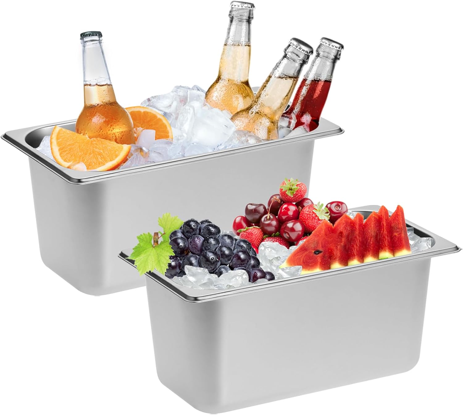 vftybngy Pack of 2 Strainless Steel Beverage Tub Large Beer Ice Buckets ...