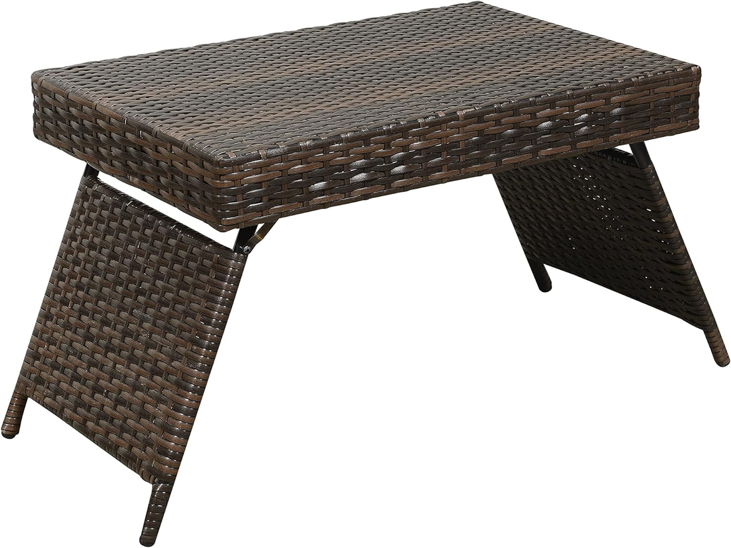 vftybngy Portable Folding Wicker Table for Eating Outdoor Deck ...