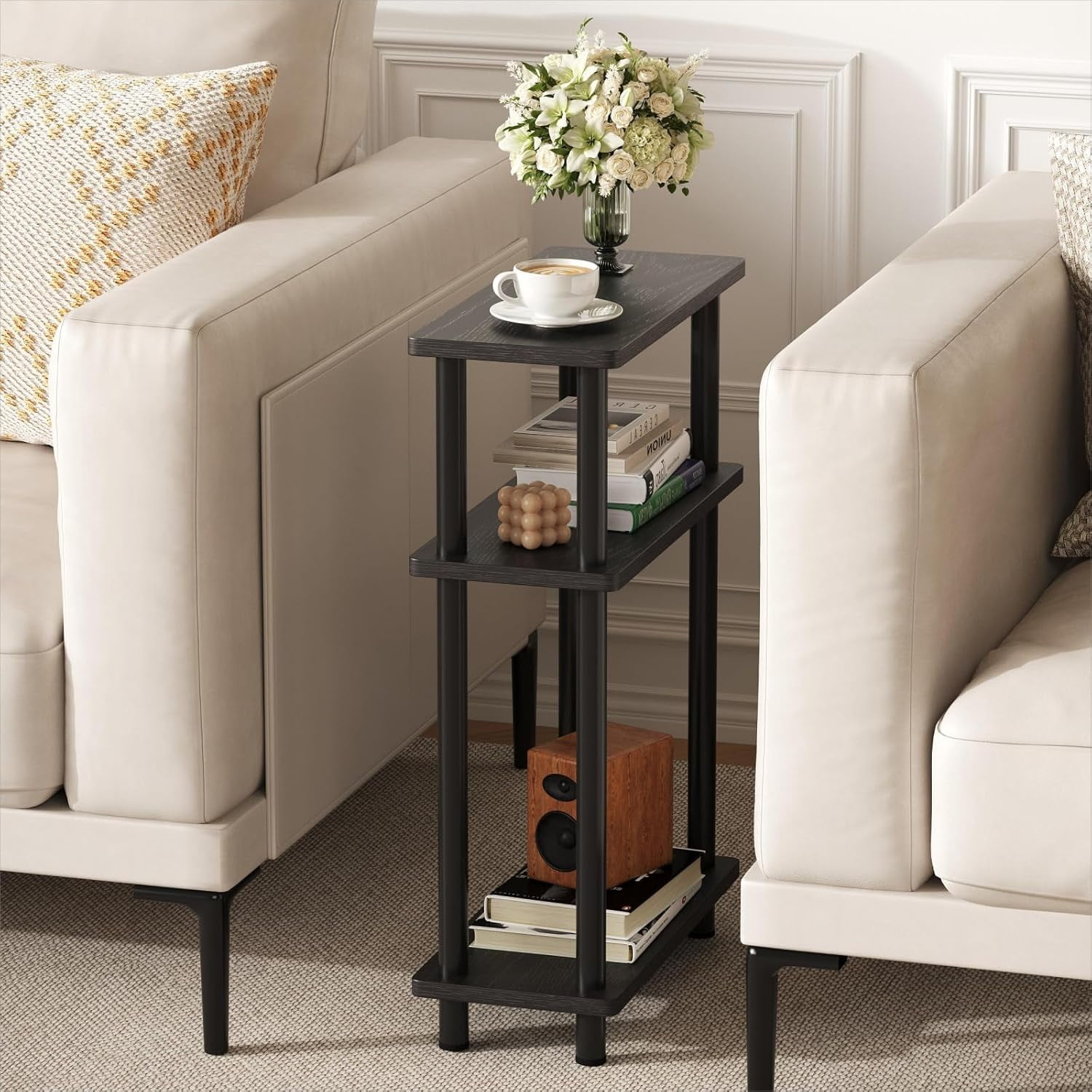 vftybngy Small Narrow Side Table 3-Tier Skinny End Table for Small ...