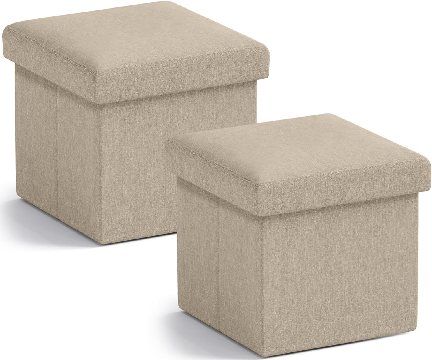 RFCUIBIJ Small Storage Ottoman Foldable Collapsible Cube Square Linen ...