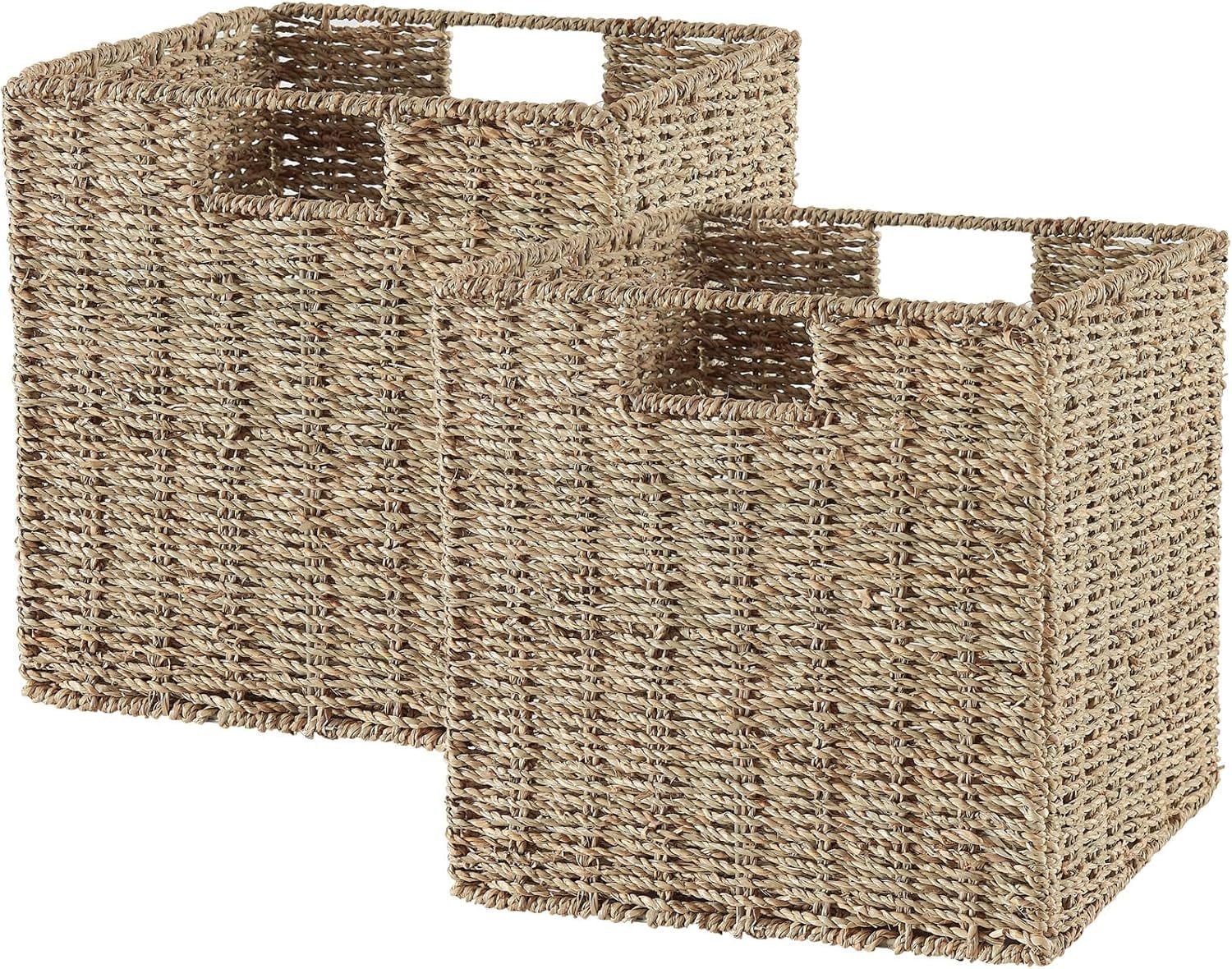 vftybngy Wicker Storage Basket Seagrass Storage Baskets Foldable Wicker ...