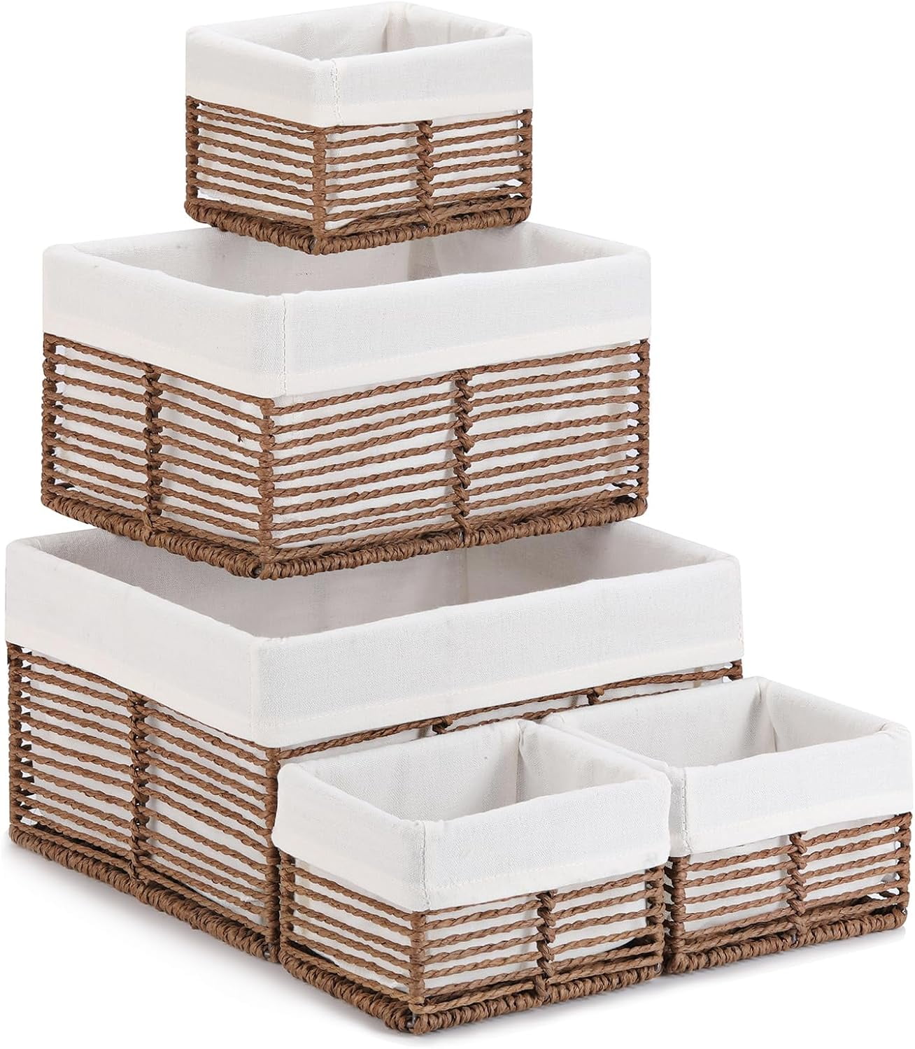 vftybngy Wicker Storage Baskets 6 Pack Baskets for Organizing Wicker ...