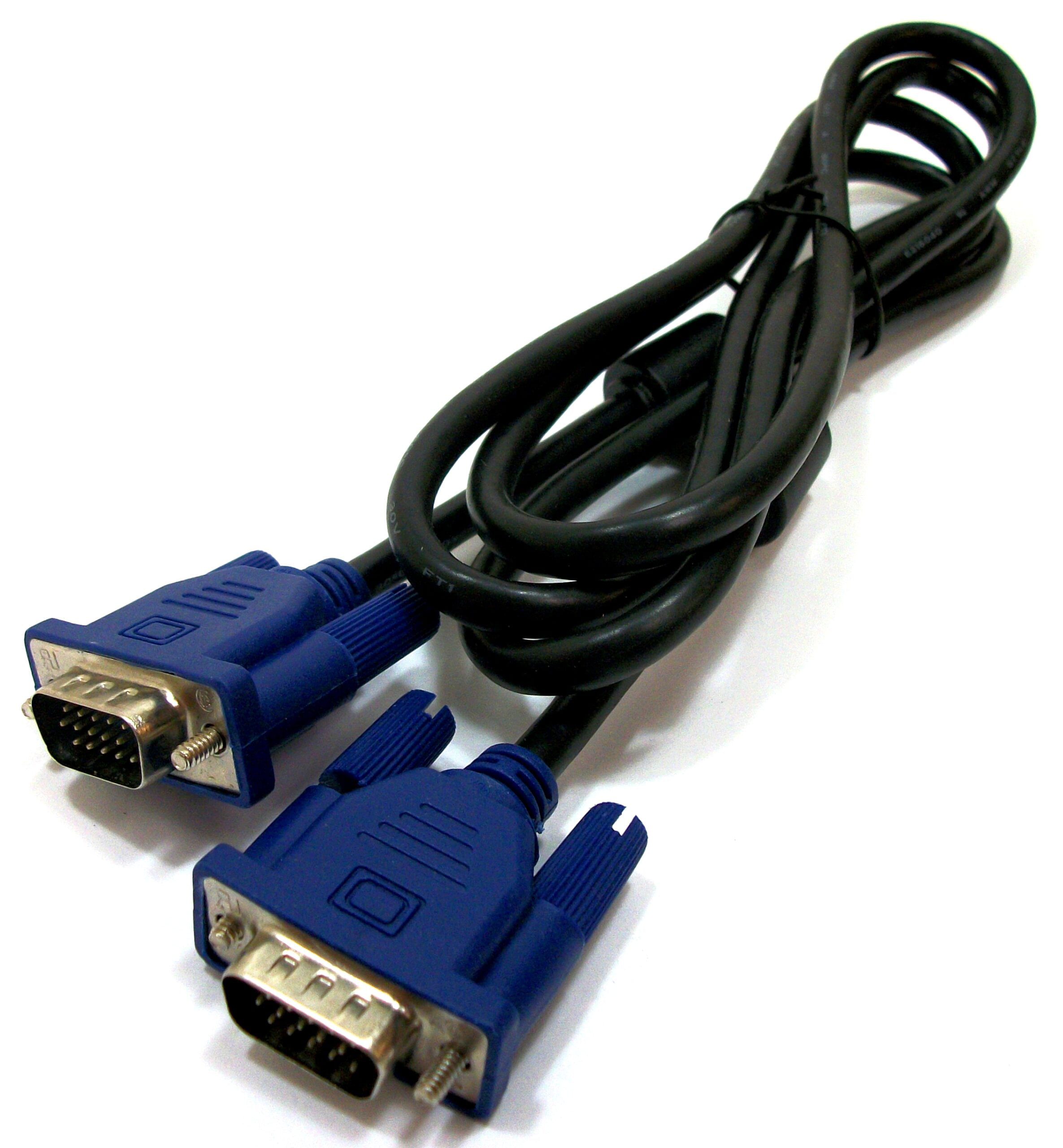 VGA Monitor Cable MM male to male ends and inline EMI ferrite core ...