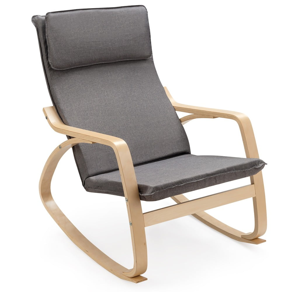 vhibuom Modern Bentwood Rocking Chair Fabric Upholstered Relax Rocker ...