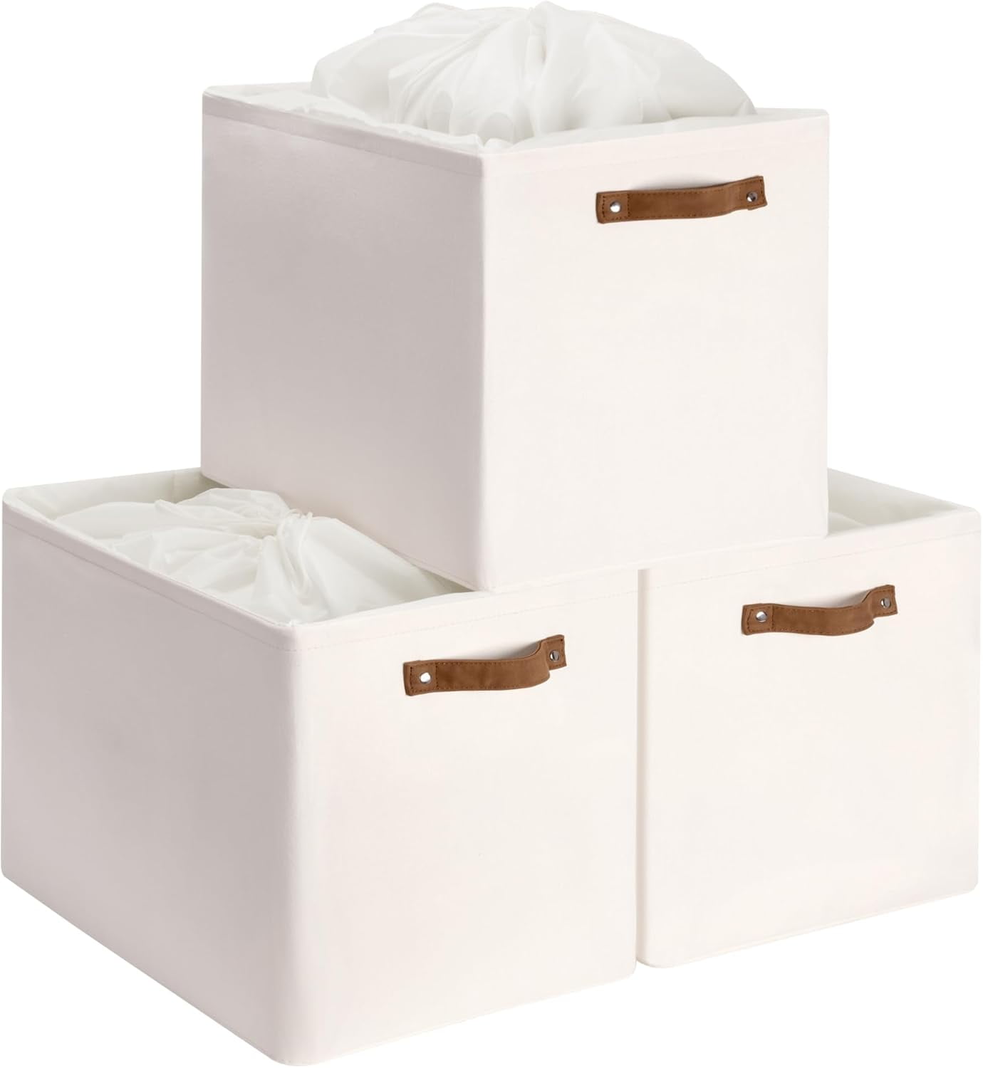 3 Pack Extra Large Fabric Storage Bins with Drawstring Closure, 87L ...