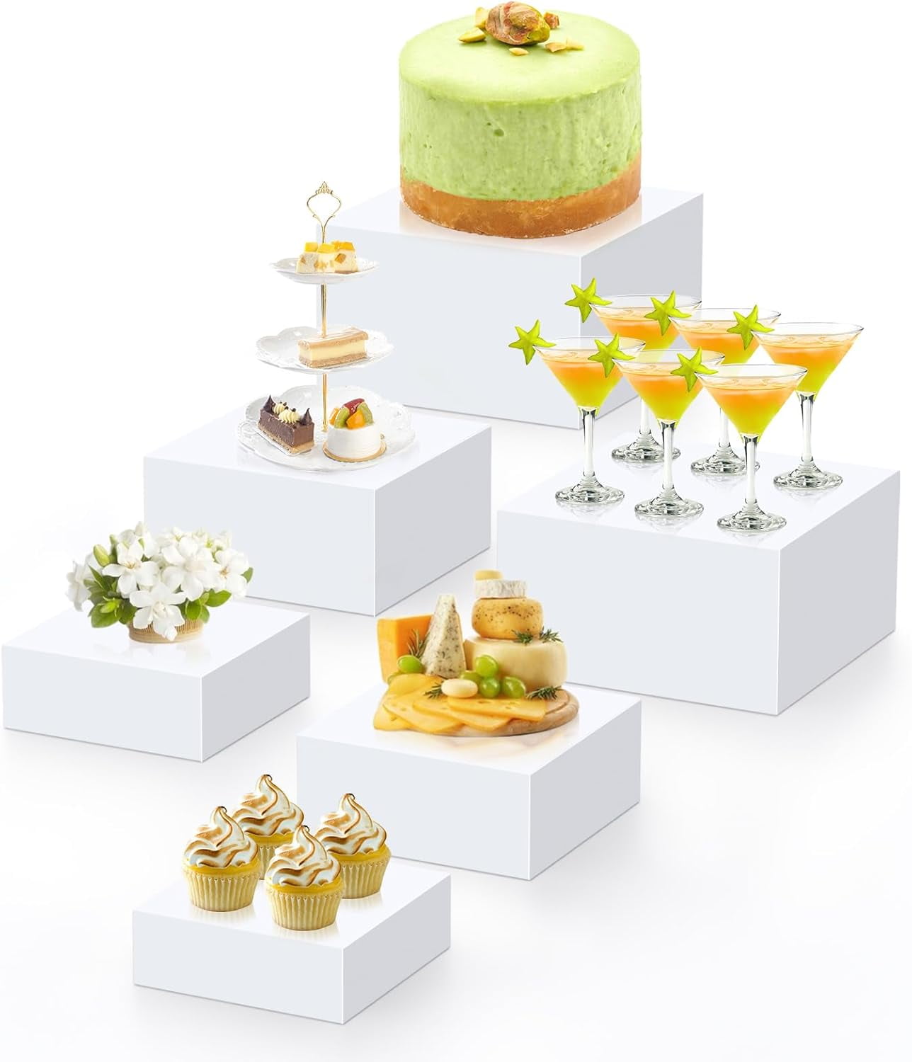 vhibuon 6Pcs Buffet Risers and Stands Acrylic Food Riser Display Stand ...