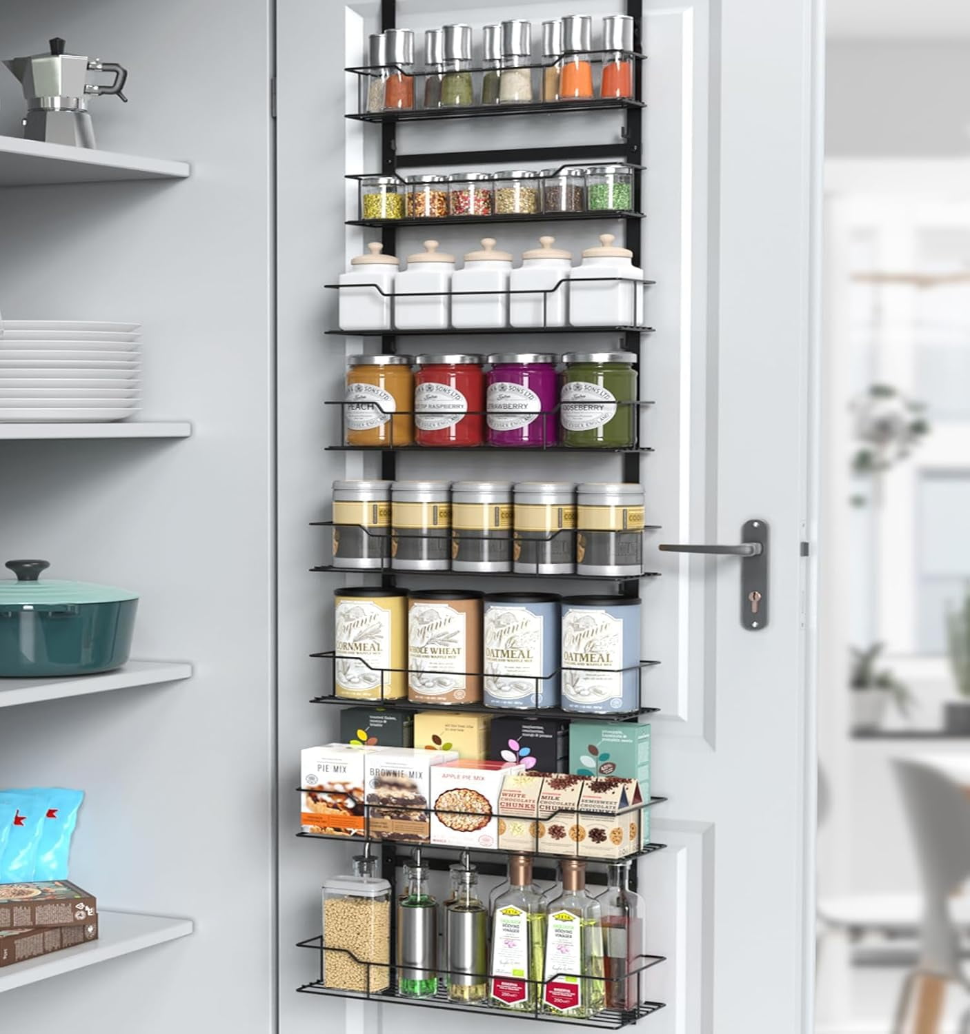 vhibuon Over the Door Pantry Organizer 8-Tier Pantry Door Organizers ...