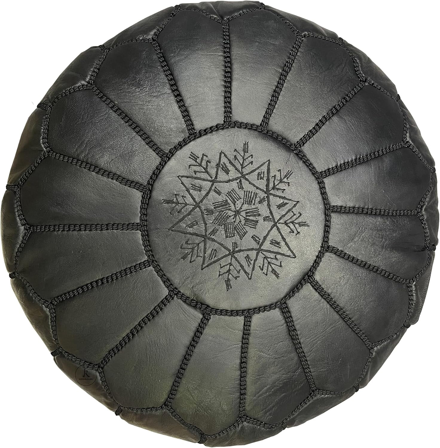 vhibuon Luxury Handcrafted Moroccan Leather Pouf - Boho Chic Ottoman ...