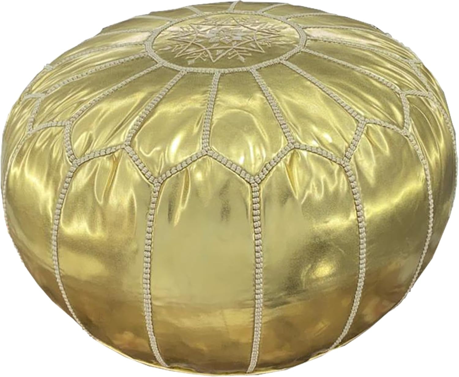 vhibuon Luxury Handcrafted Moroccan Leather Pouf - Boho Chic Ottoman ...