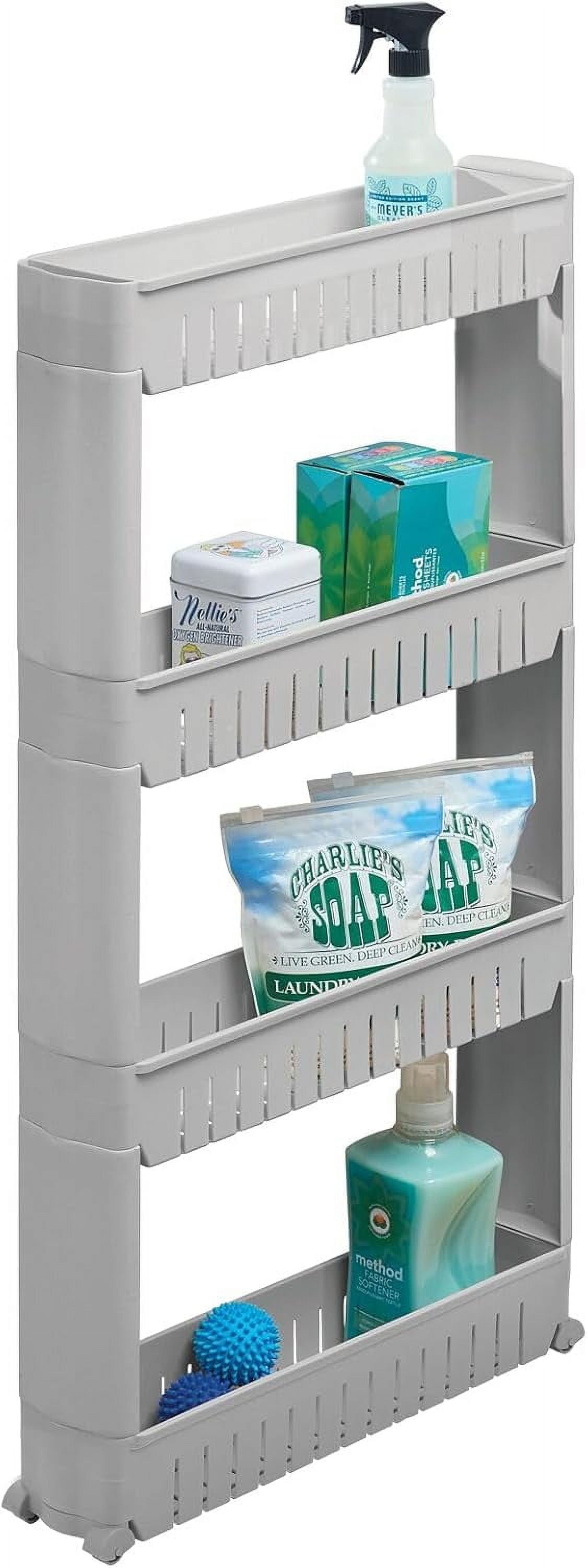 vhibuon Portable Slim Plastic Rolling Laundry Utility Cart Storage ...