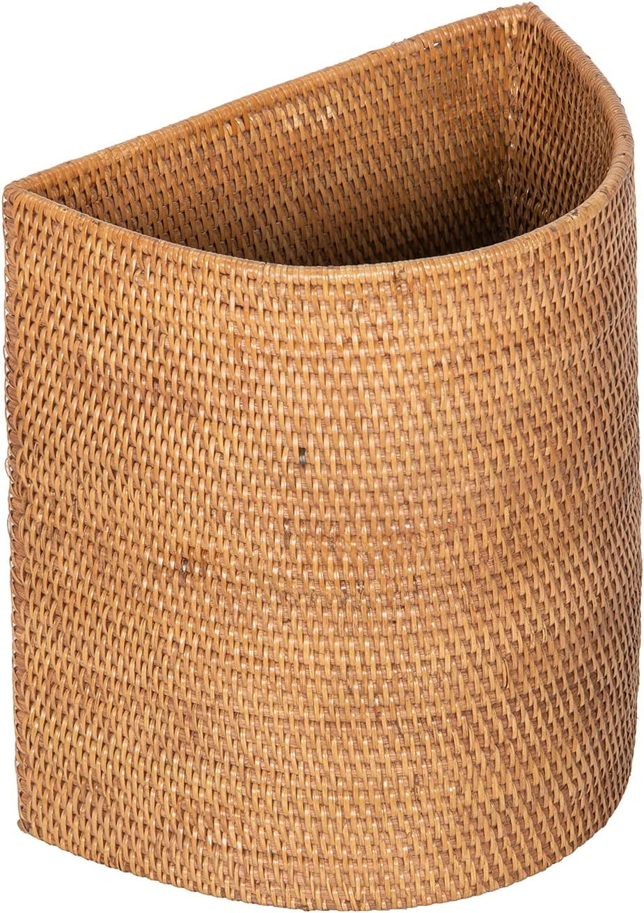 dxynlzq Rattan Laguna Half-Moon Waste Basket Trash Can \u2013 Laundry ...