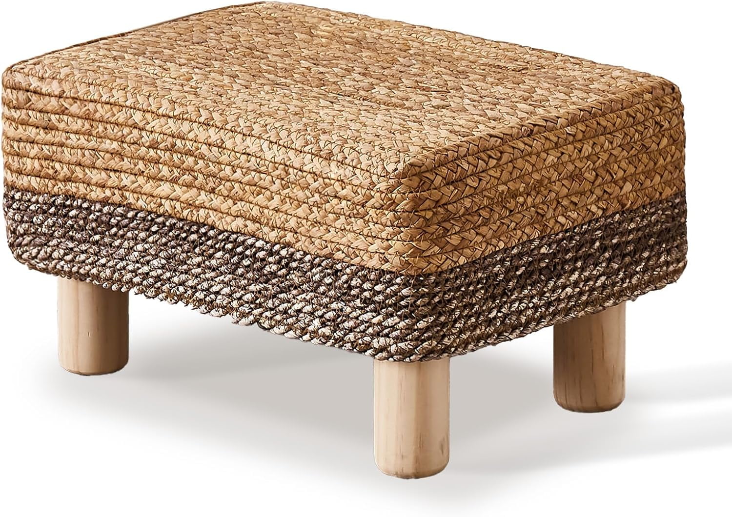vhibuon Round Foot Stool Natural Seagrass Poufs Ottoman Hand Weave ...