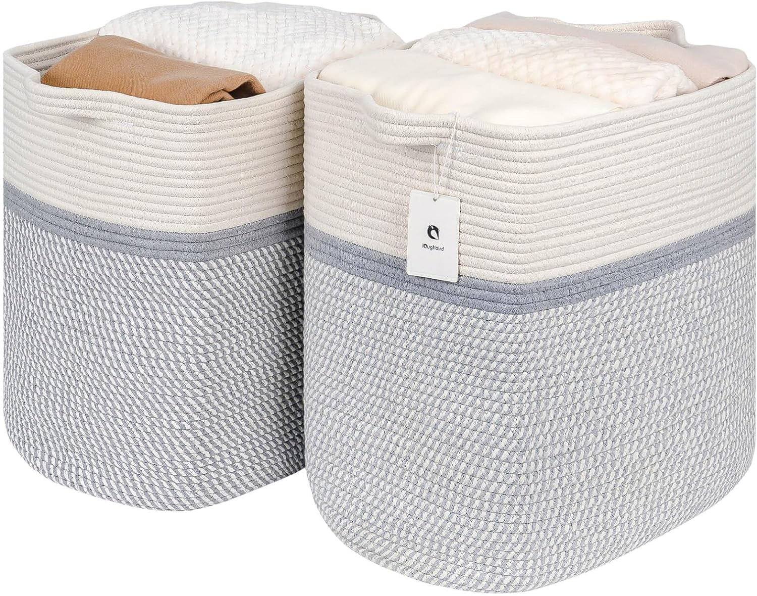 vhibuon Storage Baskets for Clothes Fabric Cotton Rope Tall bins ...