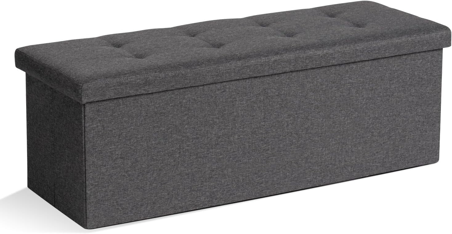 vhibuon Storage Ottoman Bench Foldable Upholstered Foot Rest Fabric ...