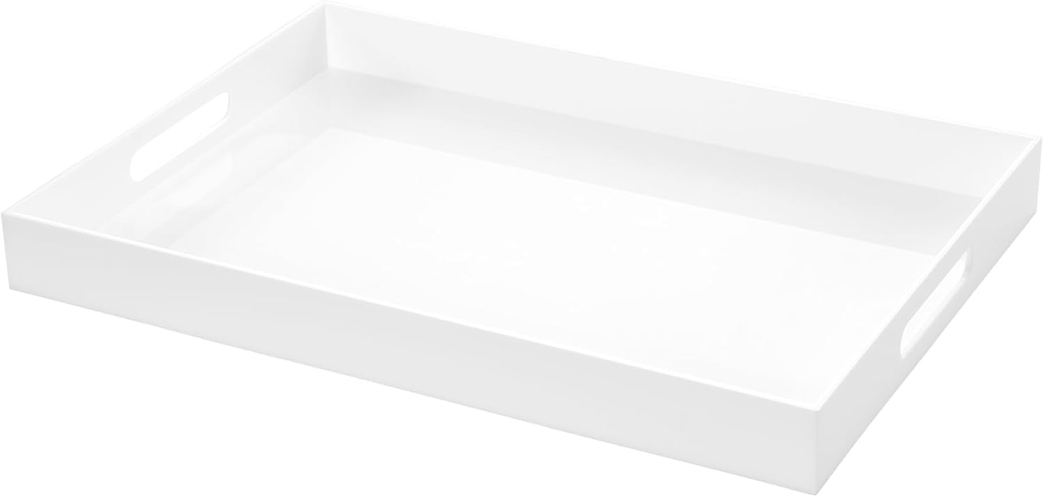 vhibuon White Rectangular 16x20 Inches Acrylic Ottoman Tray Decorative ...