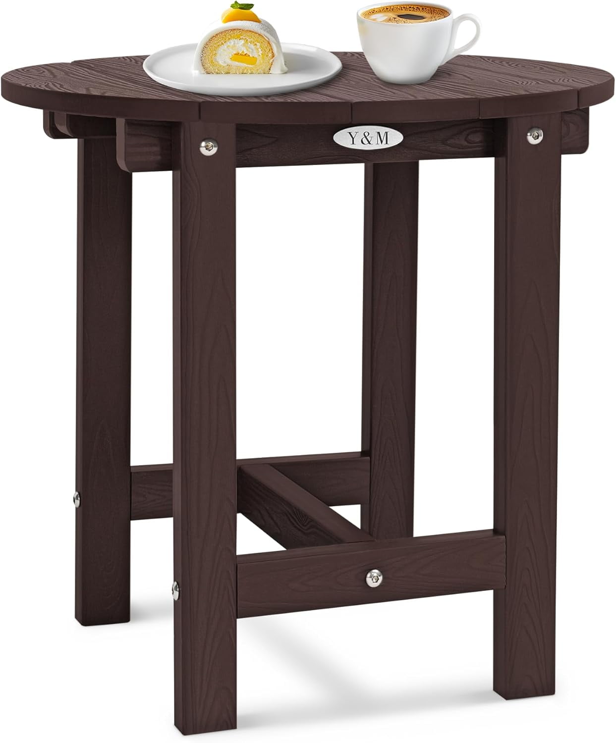 vhibuon Y&M Outdoor Round Side Table Waterproof Three-Legged Entryway ...