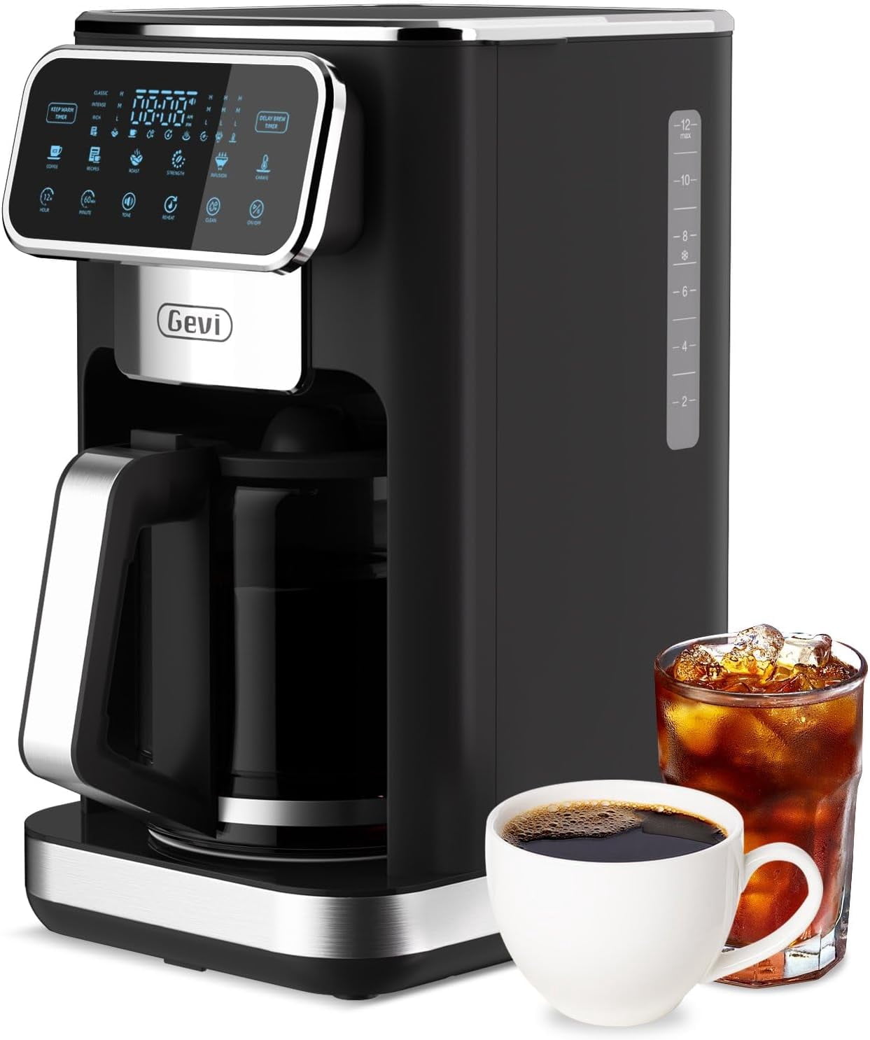 vi 12 Cup Programmable Drip Coffee Maker with Touch Screen, Fast and ...