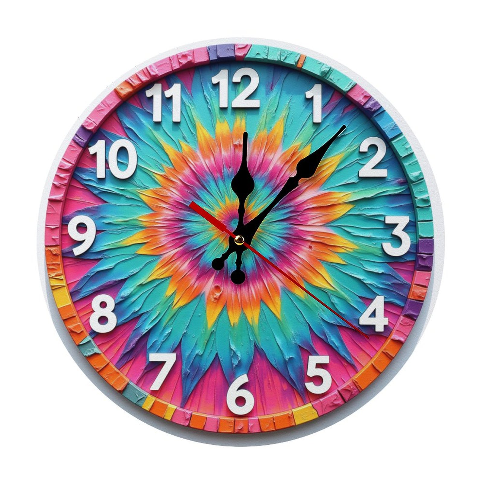 A vibrant, tie - dye - inspired pattern with a swirling design in ...