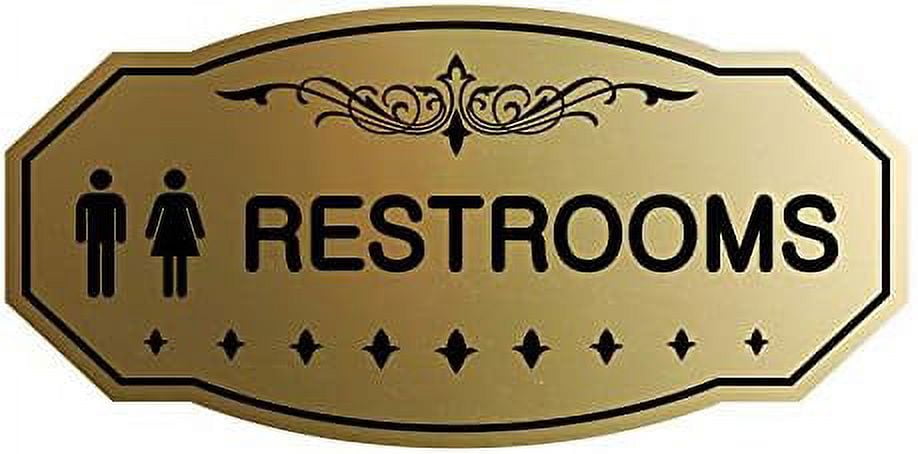 victorian unisex restroom sign (brushed gold) - large - Walmart.com