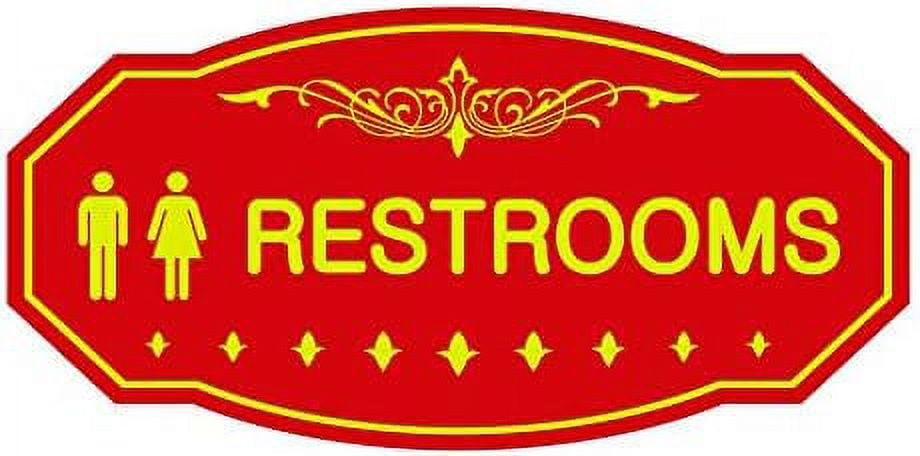 victorian unisex restroom sign (red/yellow) - large - Walmart.com