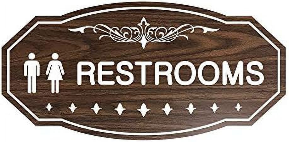 victorian unisex restroom sign (walnut) - large - Walmart.com