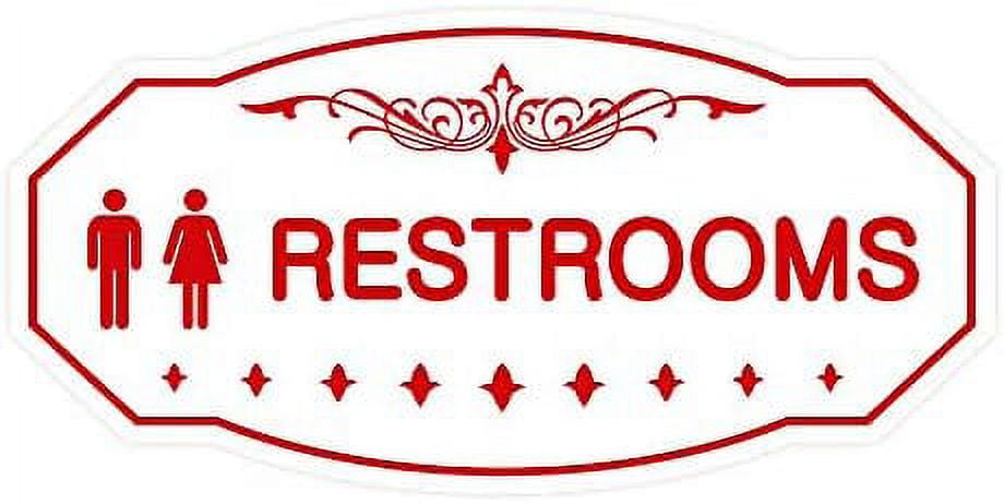 victorian unisex restroom sign (white/red) - large - Walmart.com