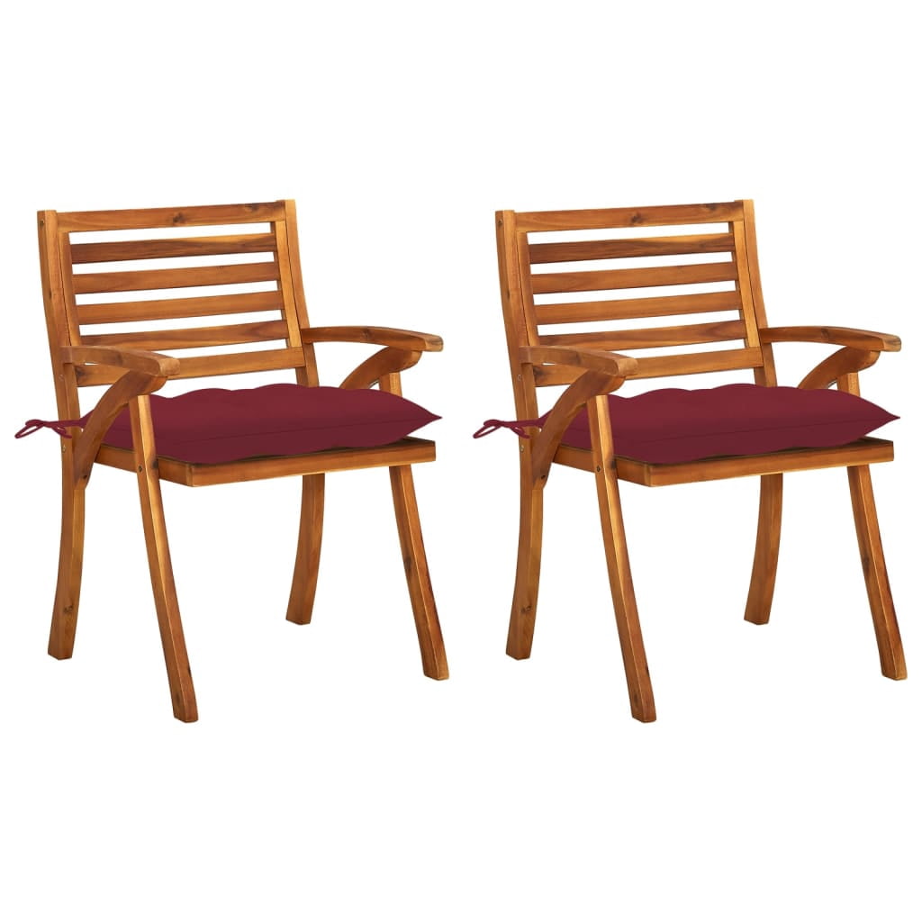 vidaXL 1/2/3/4/8x Solid Acacia Wood Garden Chairs with Cushions Multi ...