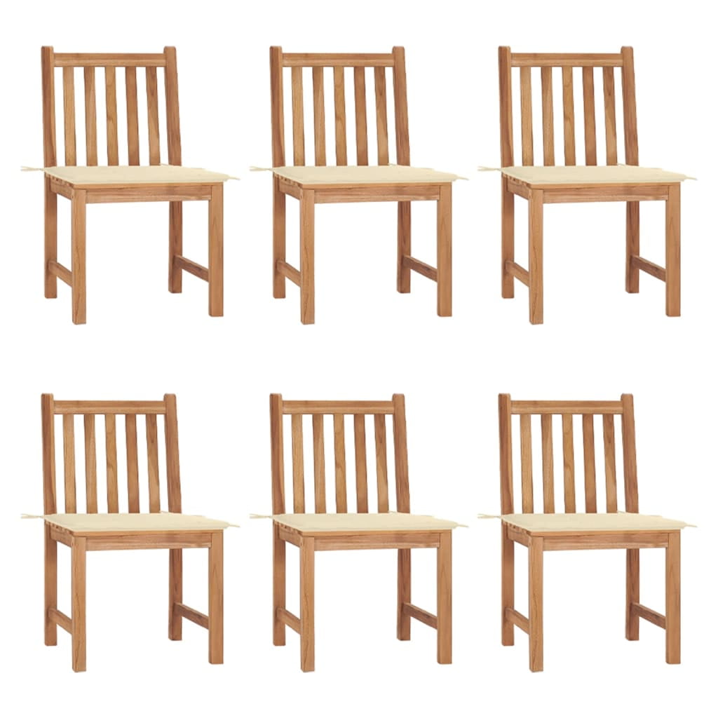 vidaXL 1/2/4/6/8x Solid Wood Teak Patio Chairs with Cushions Multi ...