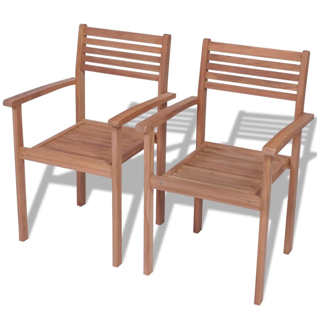 vidaXL 1/2/4/6/8x Solid Wood Teak Stackable Patio Chair Garden Lounge ...