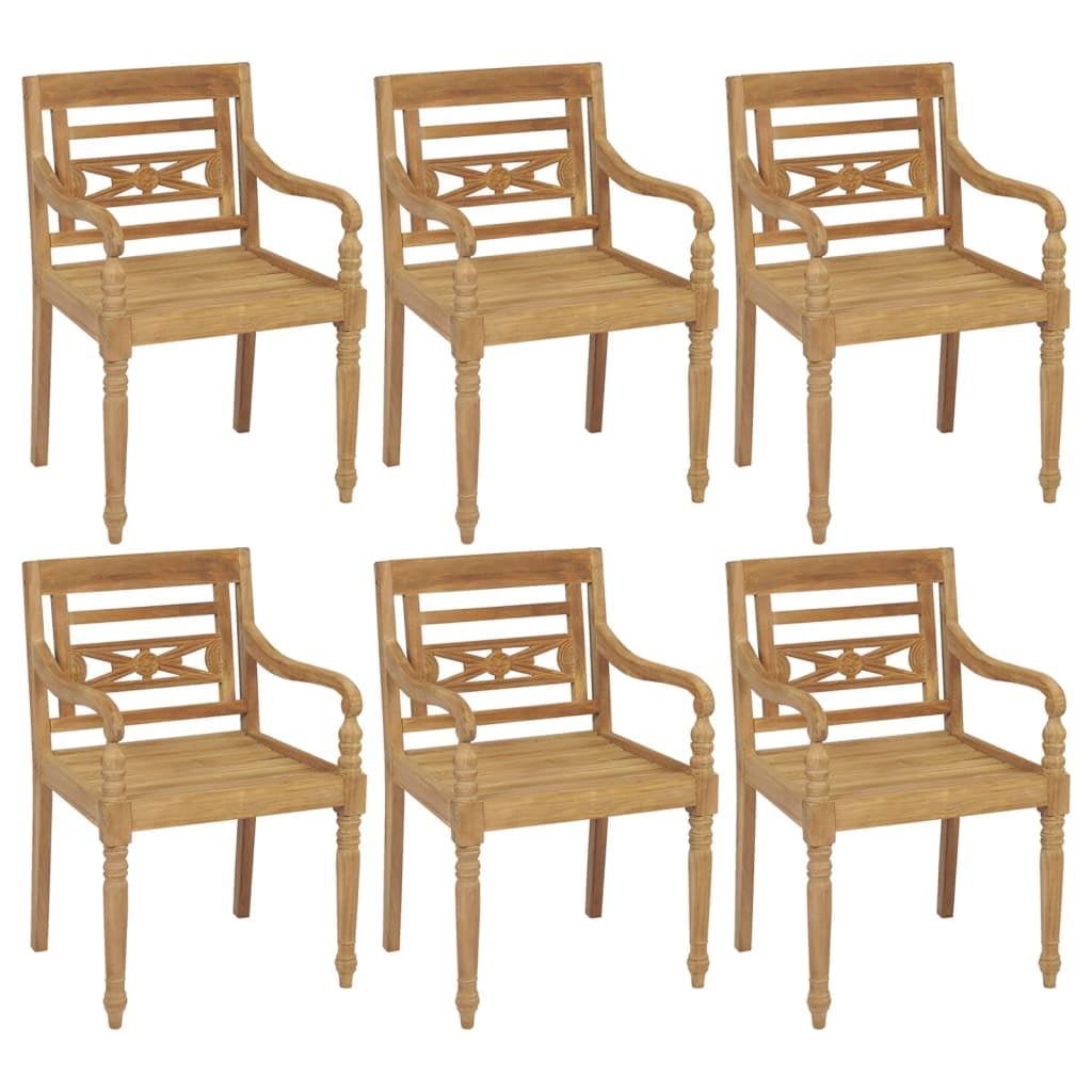vidaXL 1/2x Solid Teak Wood Batavia Chairs Sturdy Outdoor Seat Dining ...
