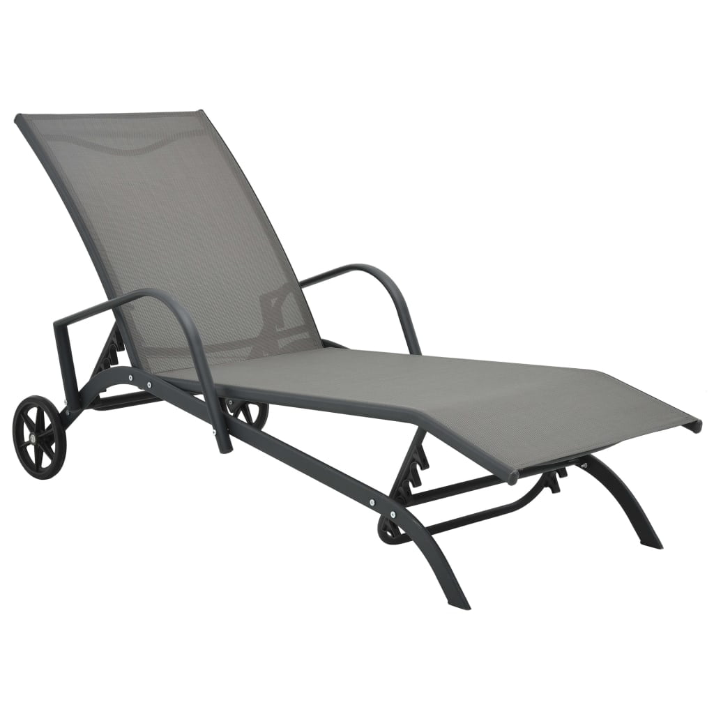vidaXL 1/2x Sun Lounger Steel and Textilene Patio Garden Lounge Sun Bed ...