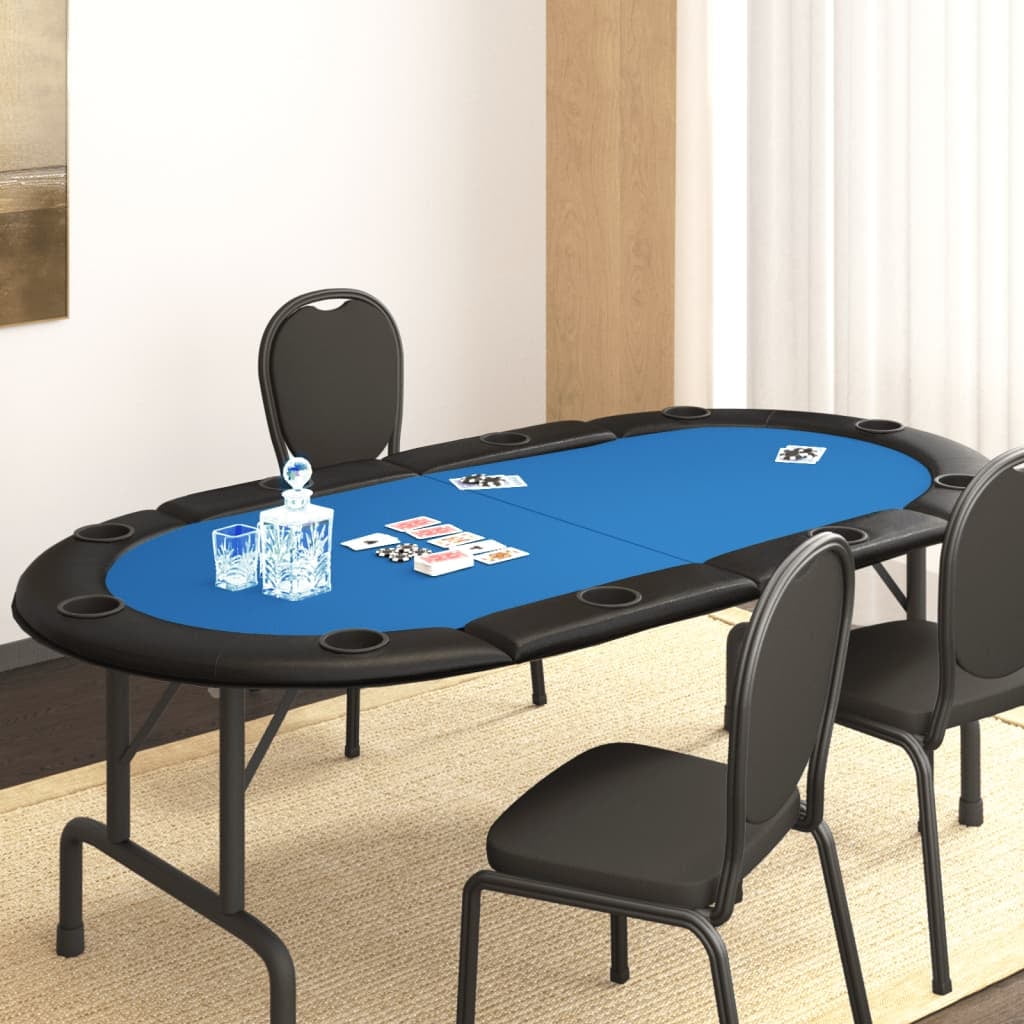 vidaXL Folding Poker Tabletop, Card Gaming Table for 10 Players, Blue ...