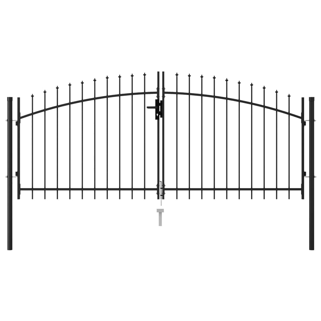 vidaXL Outdoor Metal Driveway Backyard Porch Garden Gate with Spike Top ...