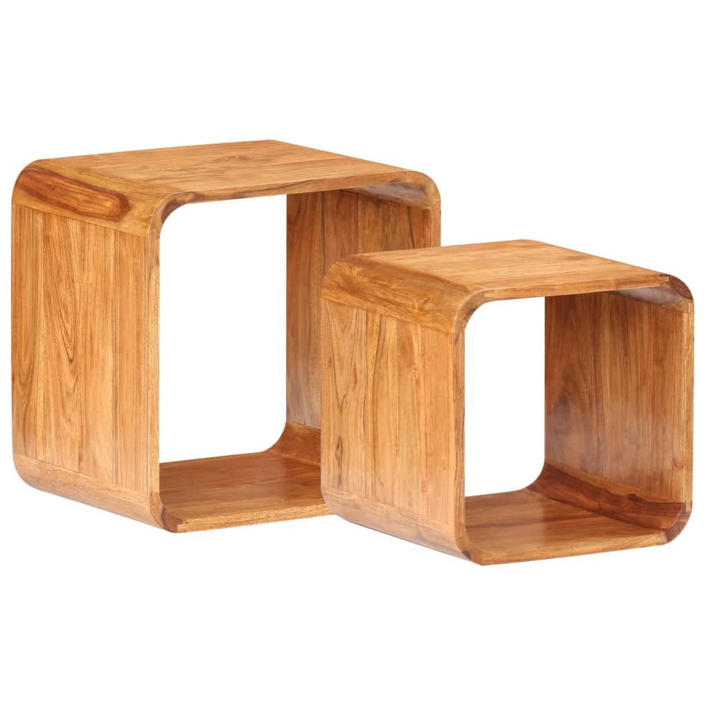 vidaXL 2/3x Solid Wood Acacia Side Table Honey Finish Couch Accent ...