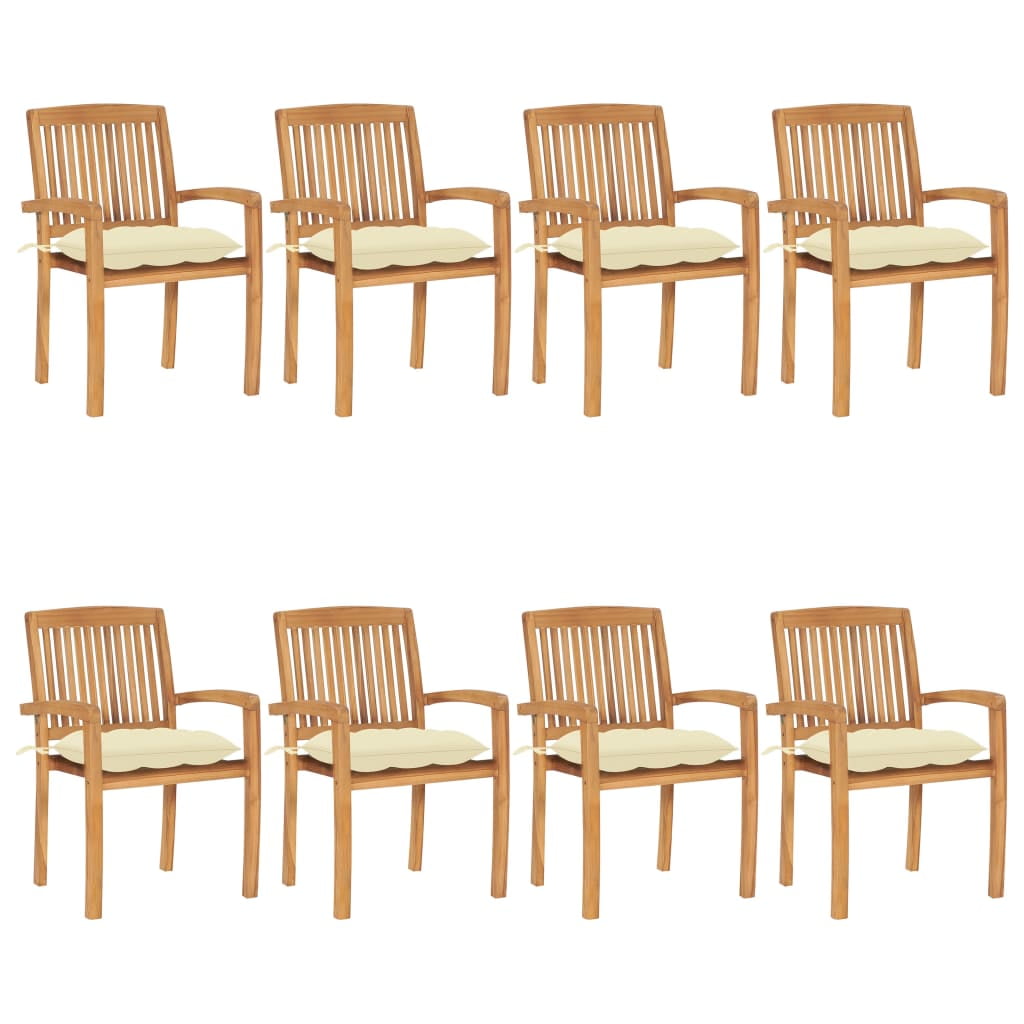 vidaXL 2/4/6/8x Solid Wood Teak Patio Chairs with Cushions Seat Multi ...