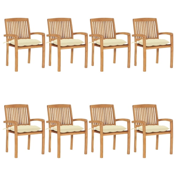 vidaXL 2/4/6/8x Solid Wood Teak Patio Chairs with Cushions Seat Multi ...