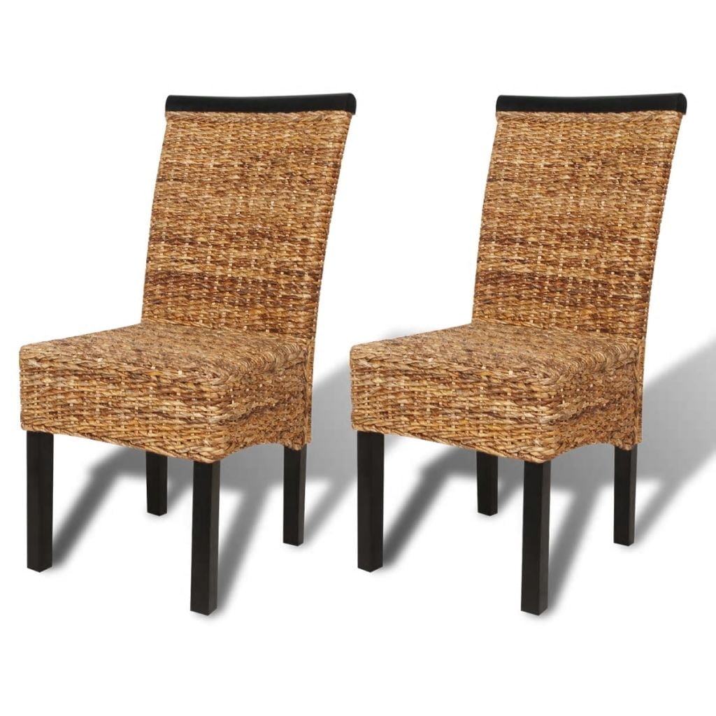 vidaXL 2/4/6x Solid Mango Wood Dining Chairs Abaca Kitchen Dining Room ...